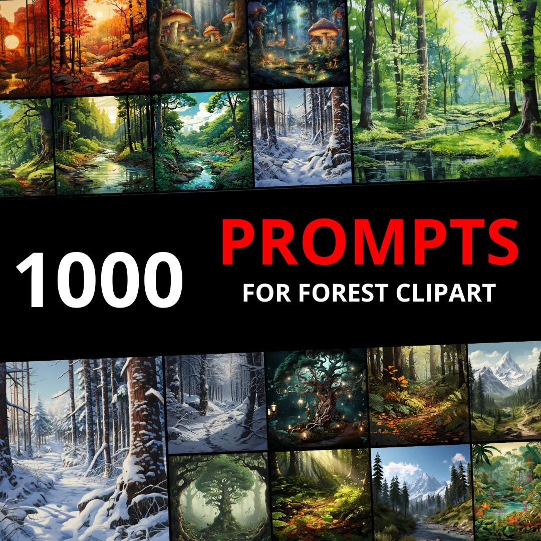 1000 Prompts Forest Clipart, Watercolor Beautiful Trees Clipart, Forest ...