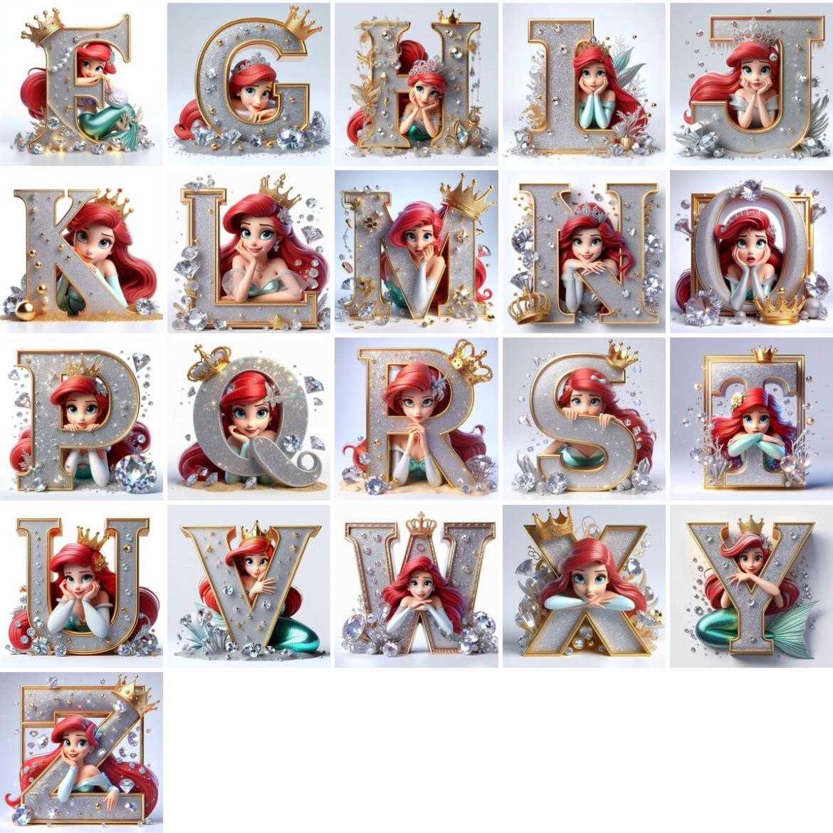 Digital Download Ariel A-Z With Mermaid Birthday Sublimation Design ...