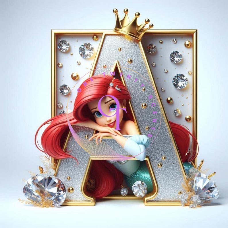 Digital Download Ariel A-Z With Mermaid Birthday Sublimation Design ...
