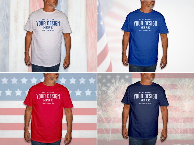 FLEXI Patriotic G500 Mockup Bundle | Tshirt Mockup Bundle | Mens Mockup ...