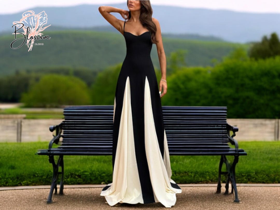Sophisticated Contrast Dress | Beautiful Strap Design | Backless A-line ...