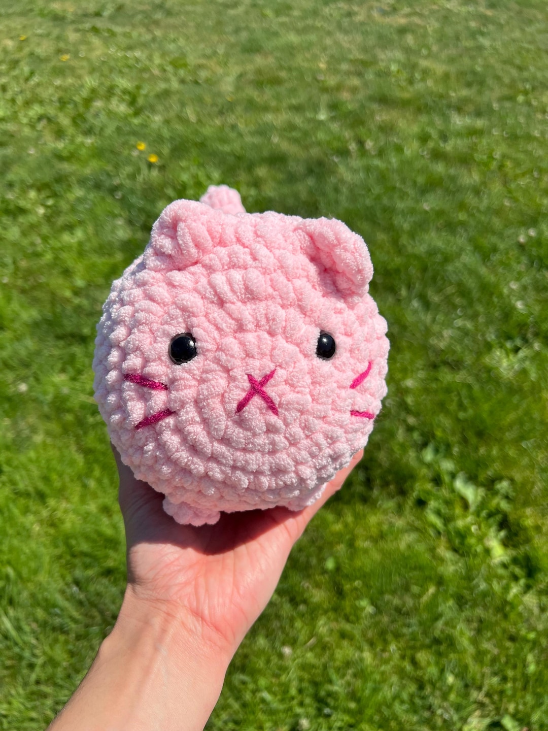 Pink Cat Stuffed Animal Handmade Crochet Amigurumi Plushie Loaf Cat - Etsy