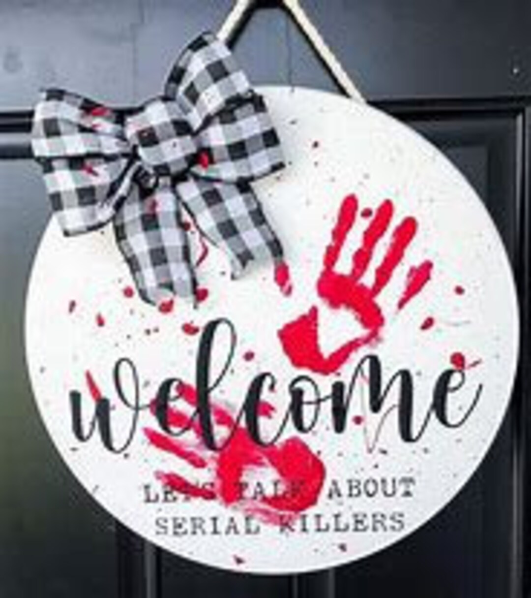 Welcome Bloody Hands Serial Killer Halloween Festive Door Hanger With ...