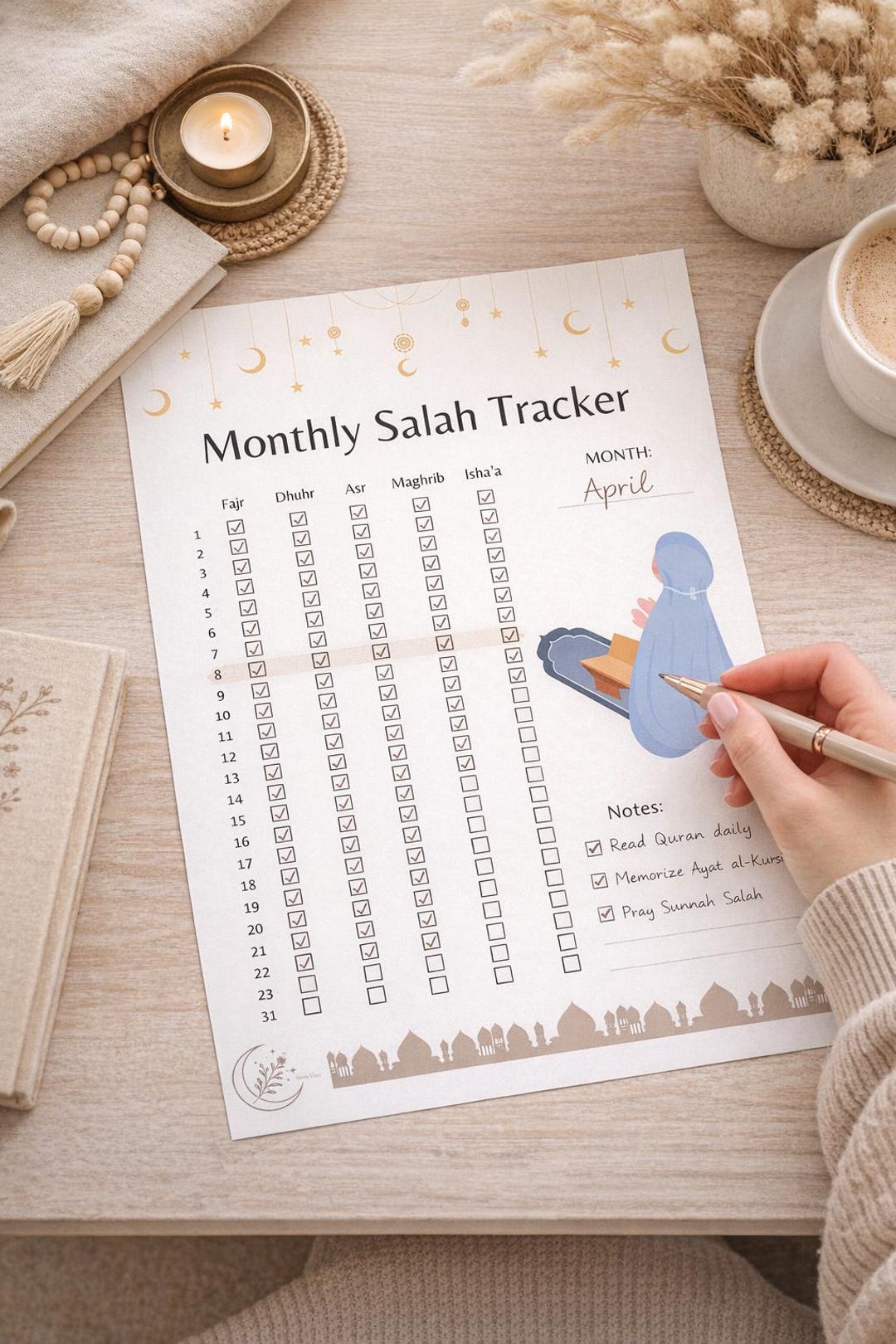 Kids Monthly Salah Tracker | Islamic Prayer Chart (digital Download) - Etsy