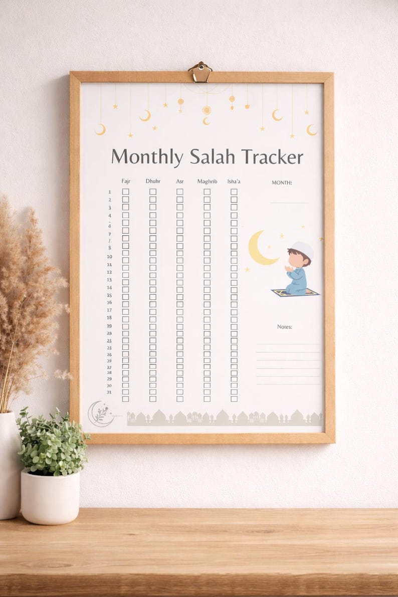 Kids Salah Tracker | Monthly Islamic Prayer Chart (digital Download) - Etsy