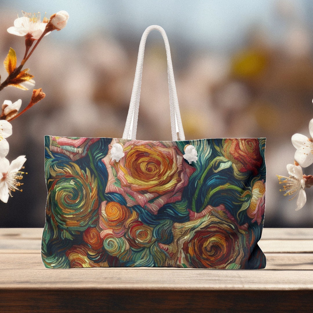 Roseful Tote Weekender Bag Painted Roses Birthday Gifte-for Mother Tote ...
