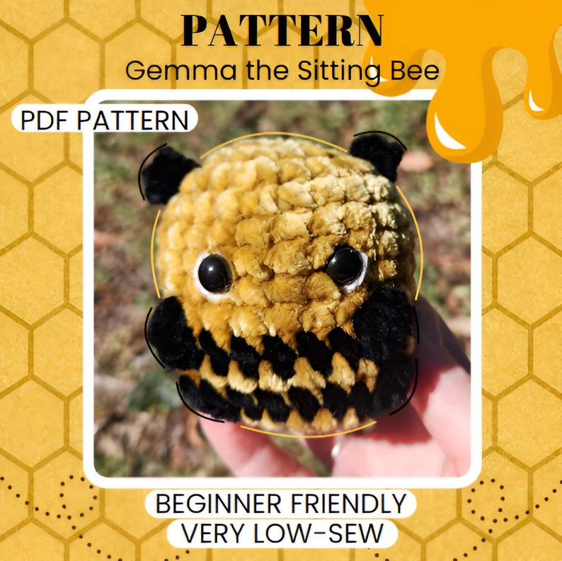 Crochet Gemma the Sitting Bee Pattern LOW-SEW | 2 Antenna Methods ...