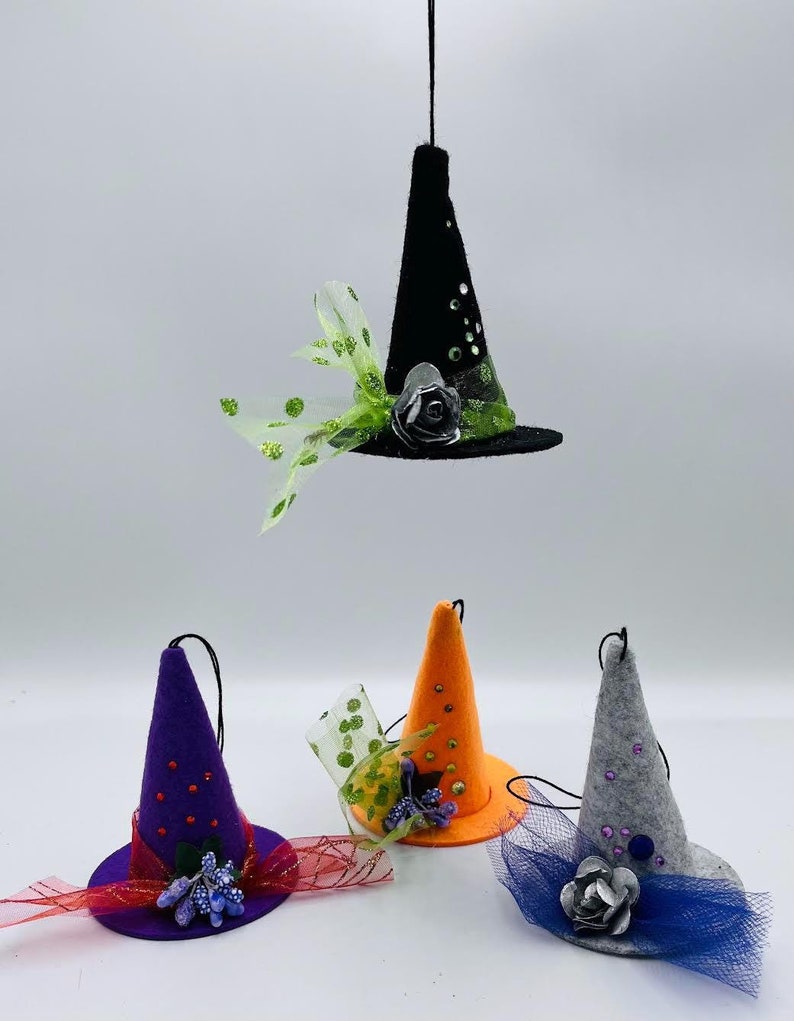 4 Witch Hat Ornaments - Etsy