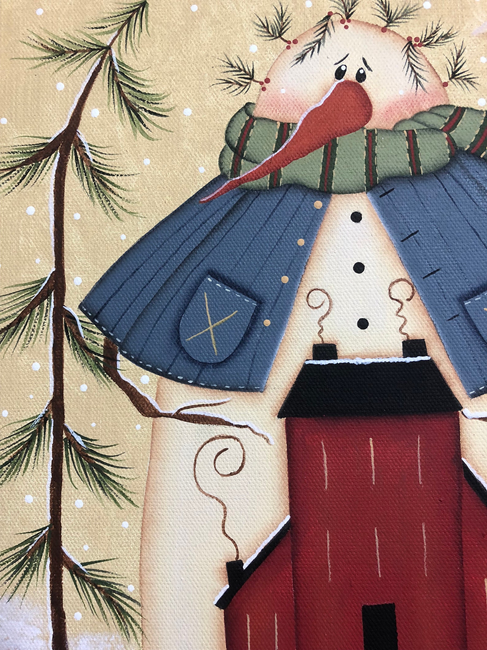 Primitive Snowman 11 X 14 Hand Painted Wrapped Gallery - Etsy