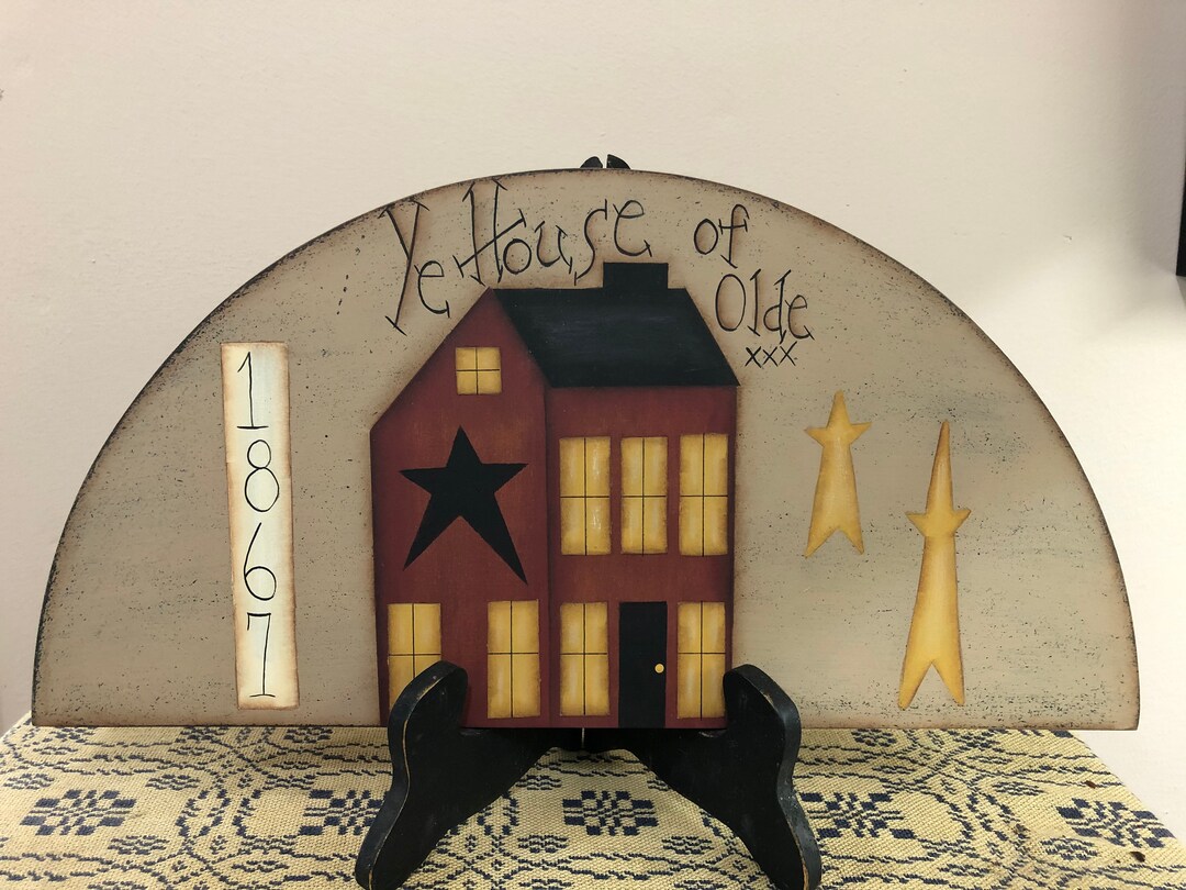 Primitive Saltbox House Star Wood Door Crown-door Topper-home Decor - Etsy
