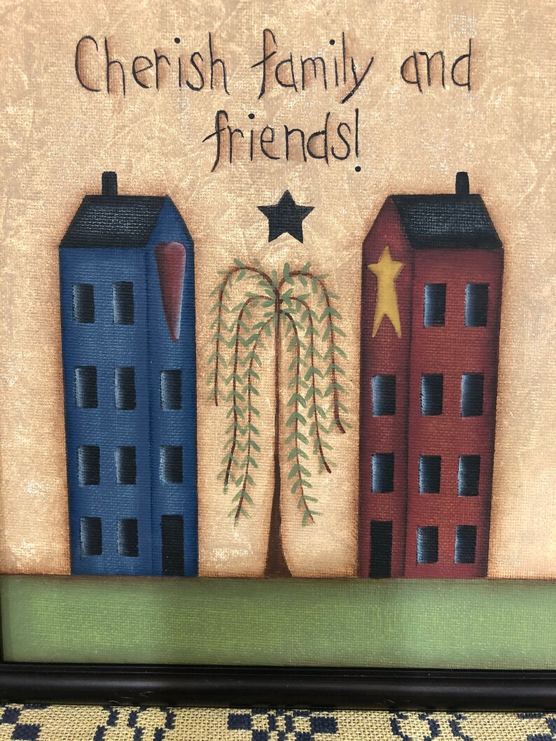 Primitive Saltbox House Framed Sampler-home Decor Picture - Etsy