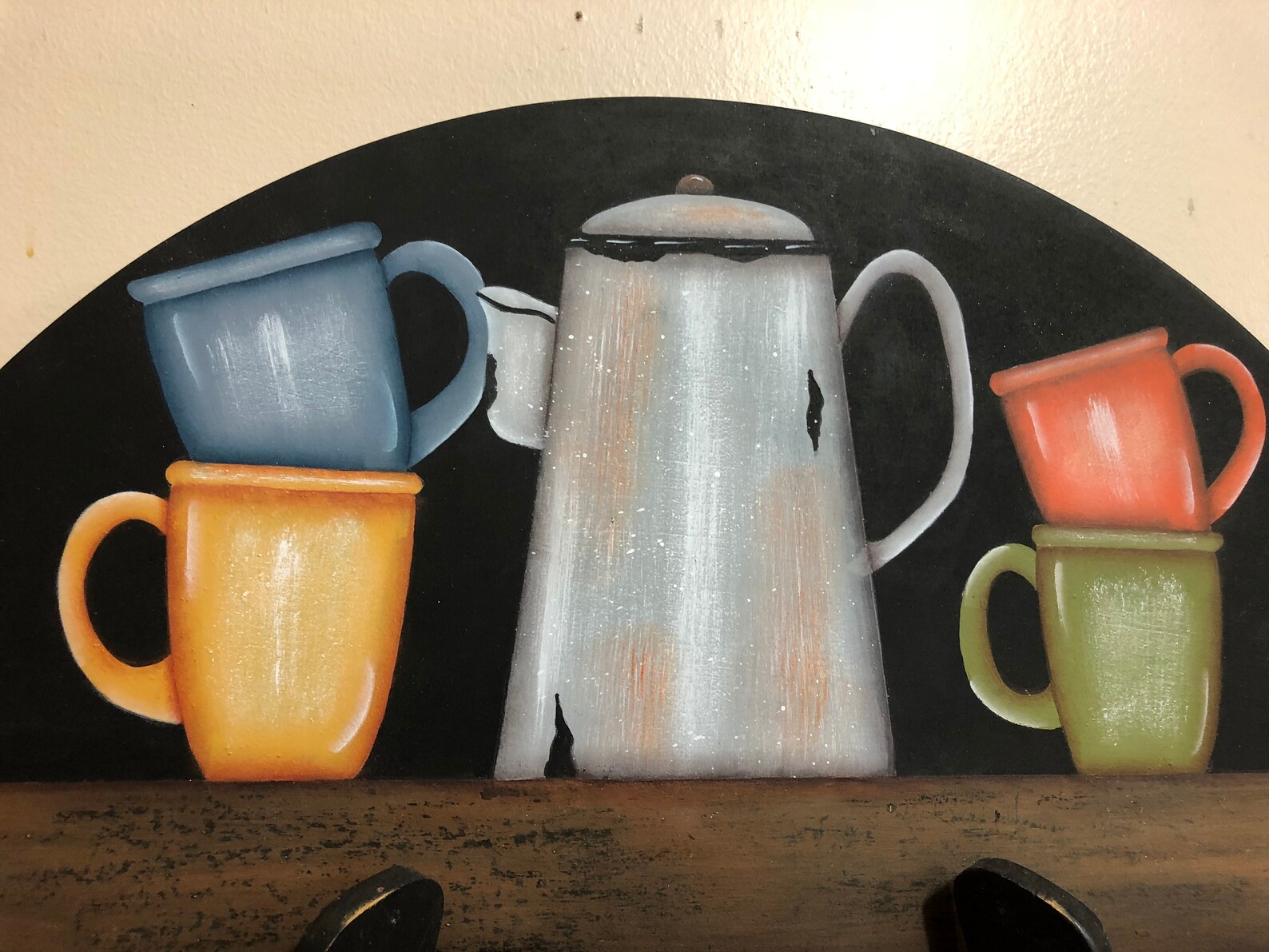 Primitive Coffee Pot Cups Wood Door Crown Topper Home Decor - Etsy