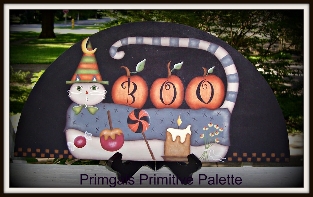 Halloween Cat Boo Wood Door Crown Door Topper Holiday Home - Etsy