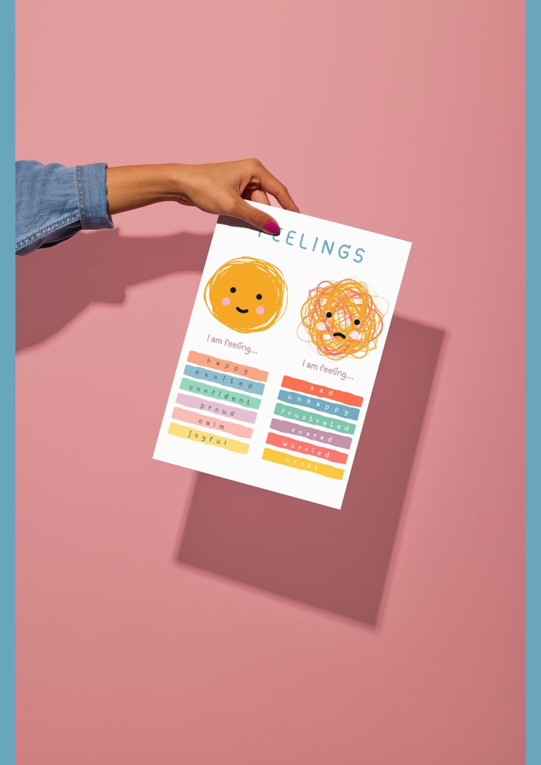 Kids Feelings Digital Poster Learning Words for Feelings Digital Print ...