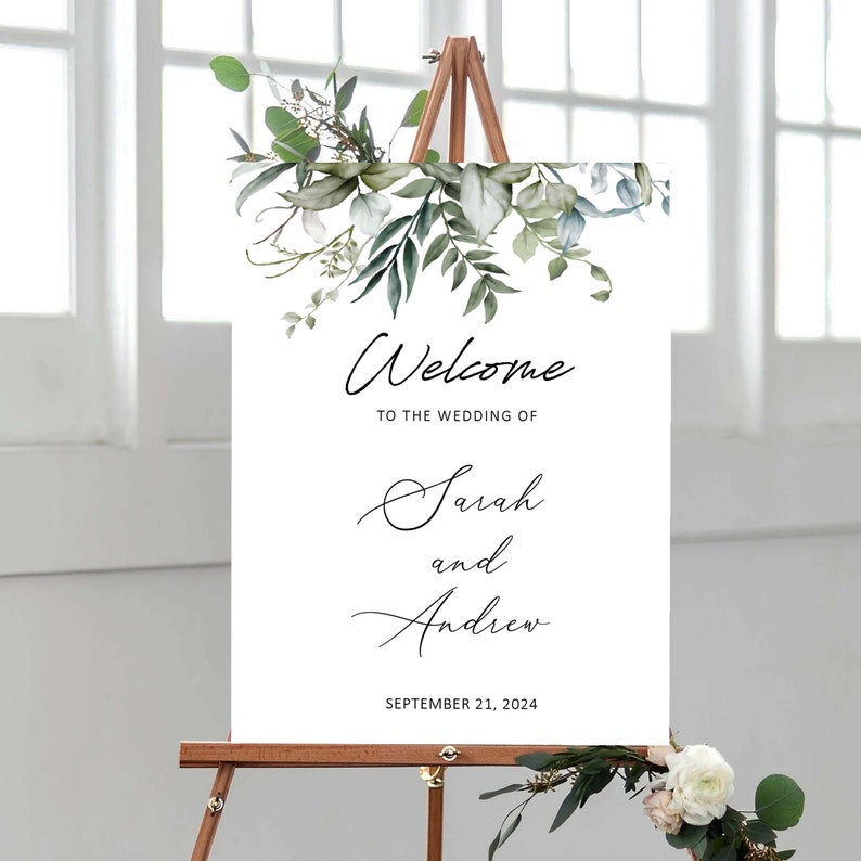 Printable Digital Wedding Welcome Sign, Digital Printable Floral ...