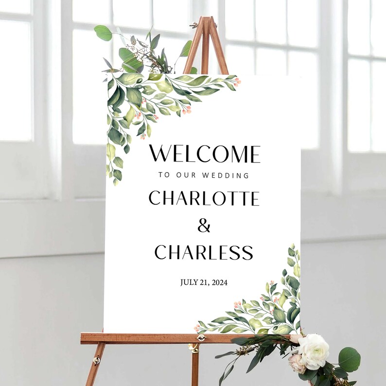 Printable Digital Wedding Welcome Sign, Digital Printable Floral ...