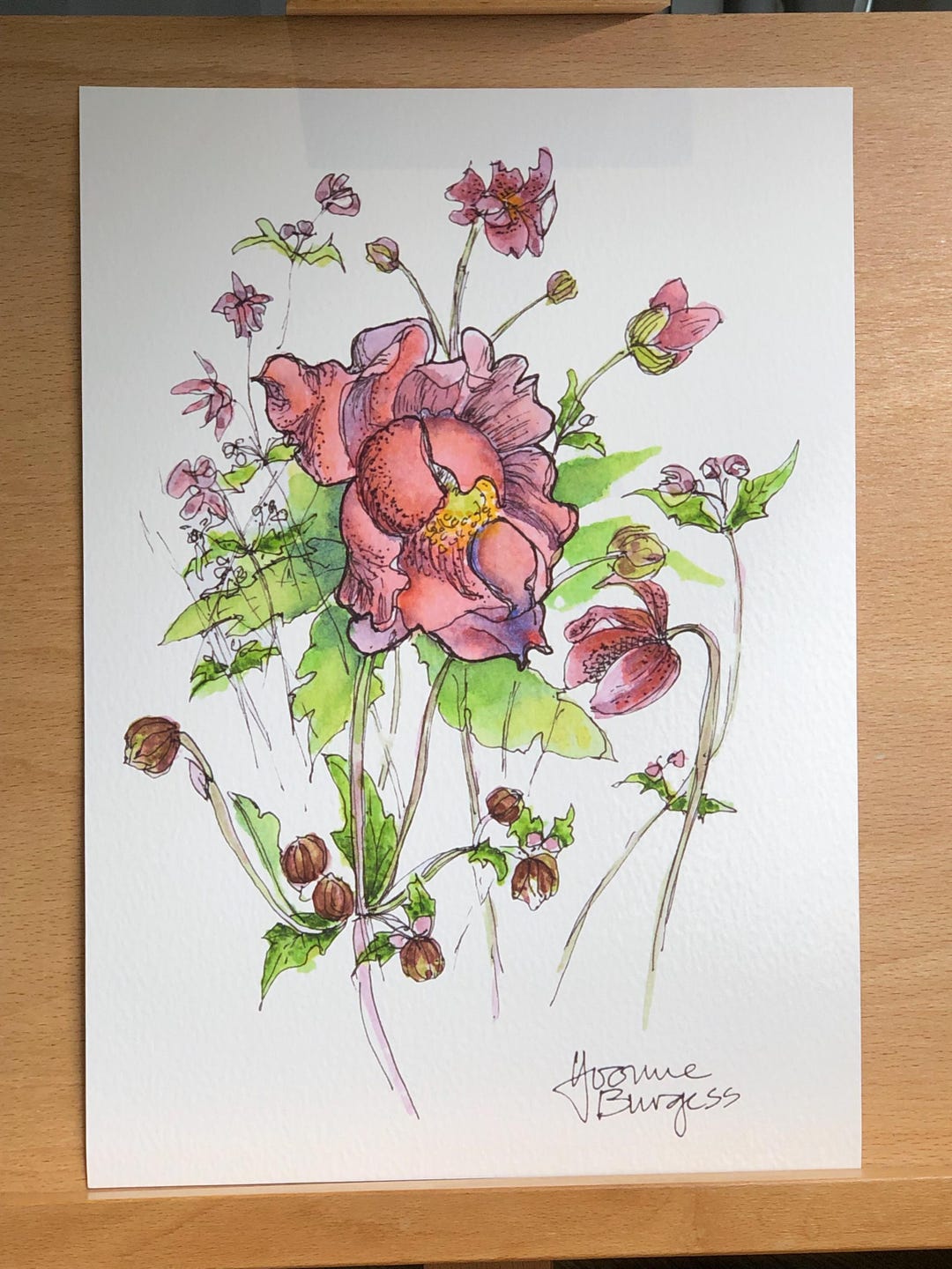 Japanese Anemone Watercolour Print – Botanical Garden Flower Art ...