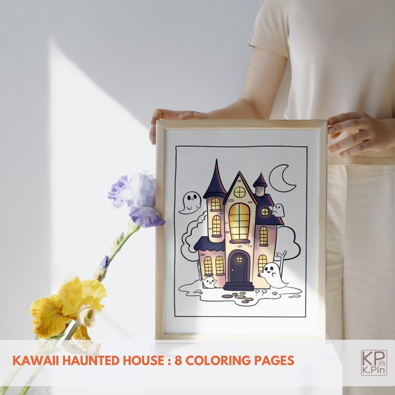 Kawaii Haunted House Coloring Pages Printable Bundle PDF JPG PNG ...