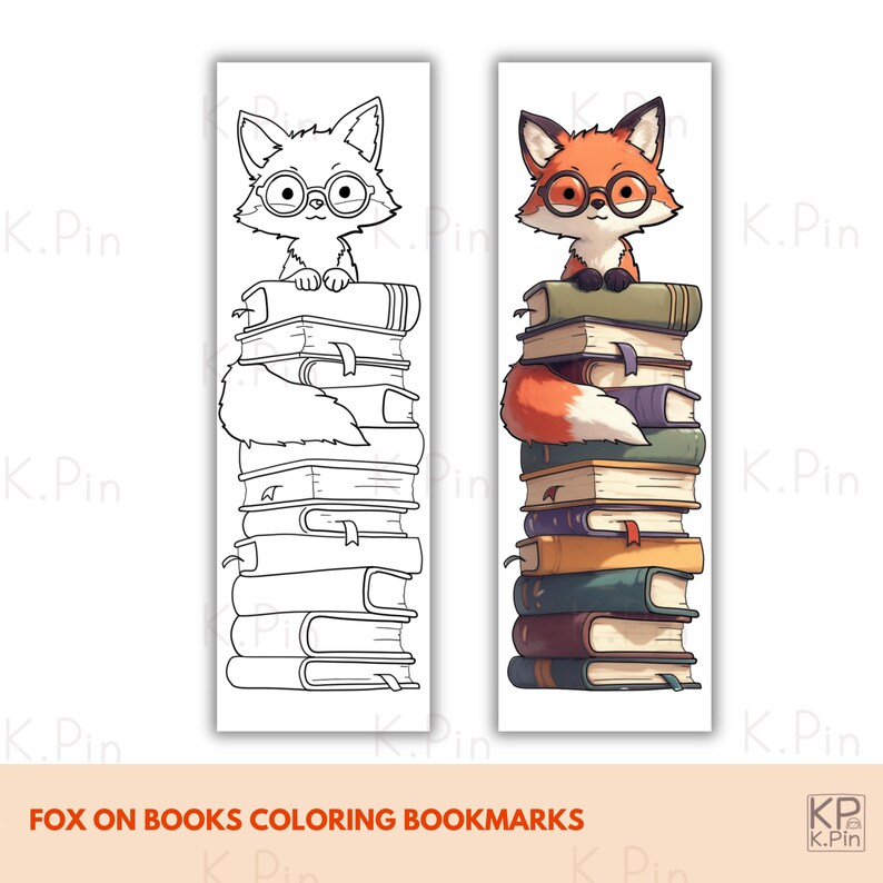 Fox Coloring Bookmarks: Woodland Animal DIY Craft (PDF, PNG) - Etsy