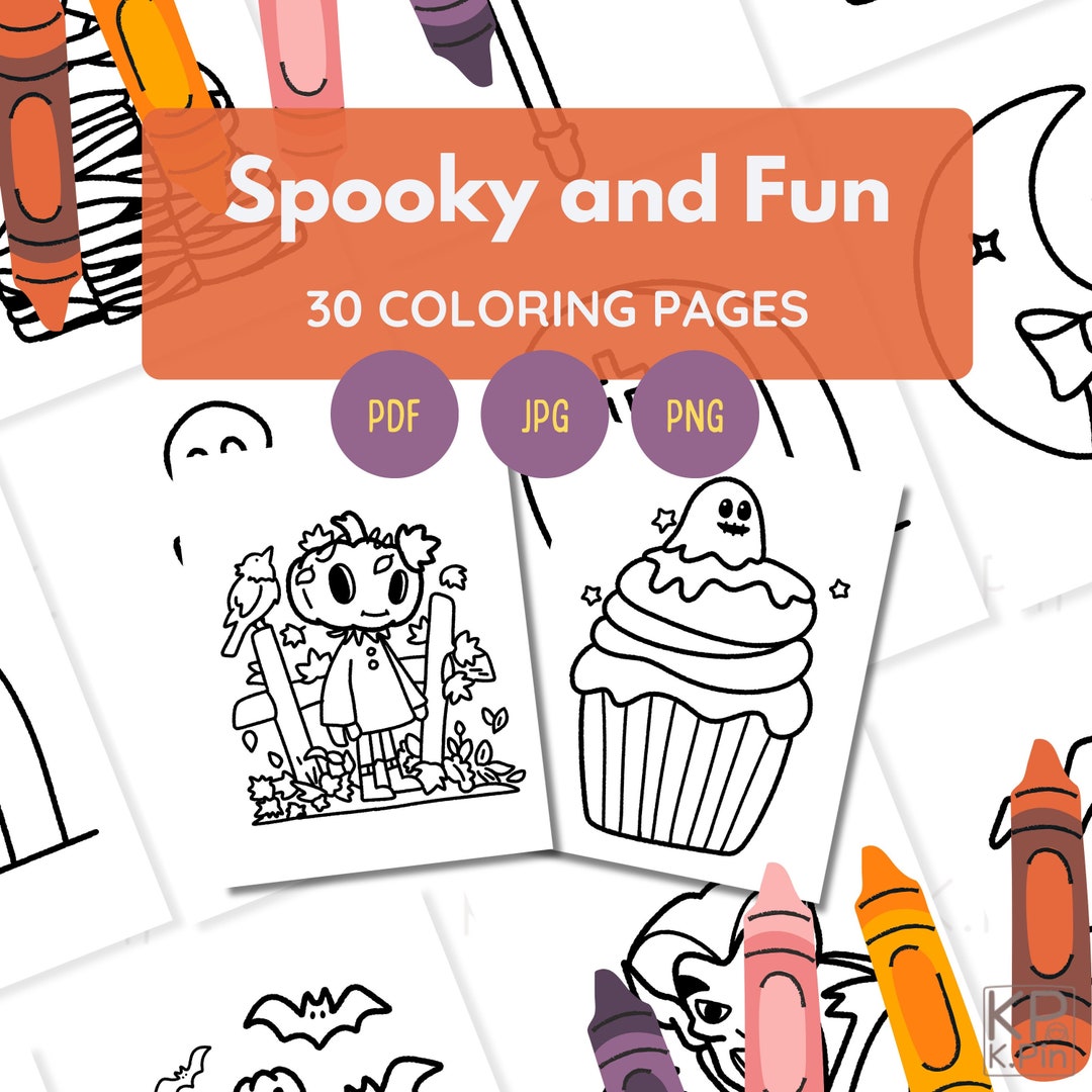 Halloween Spooky Fun Coloring Pages | Printable Bundle | PDF JPG PNG ...