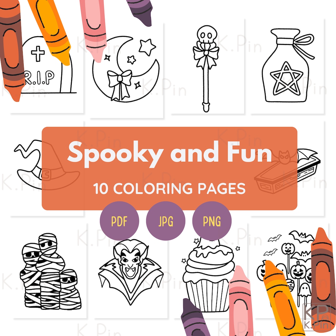 Halloween Spooky Fun Coloring Pages | Printable Bundle | PDF JPG PNG ...