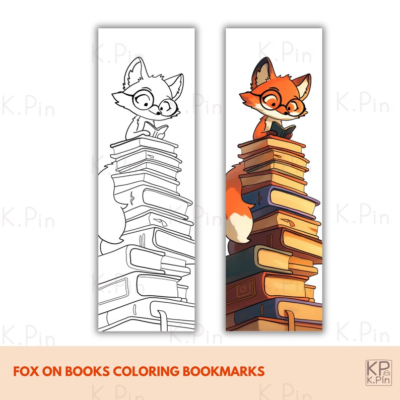Fox Coloring Bookmarks: Woodland Animal DIY Craft (PDF, PNG) - Etsy