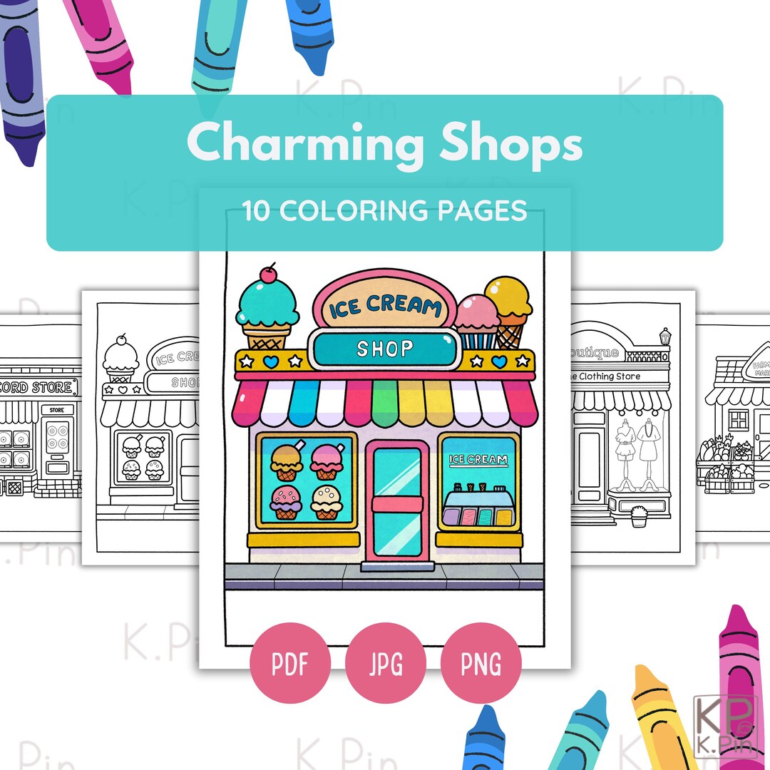 Charming Shops Coloring Pages - 10 Cute Storefront Designs for Kids ...