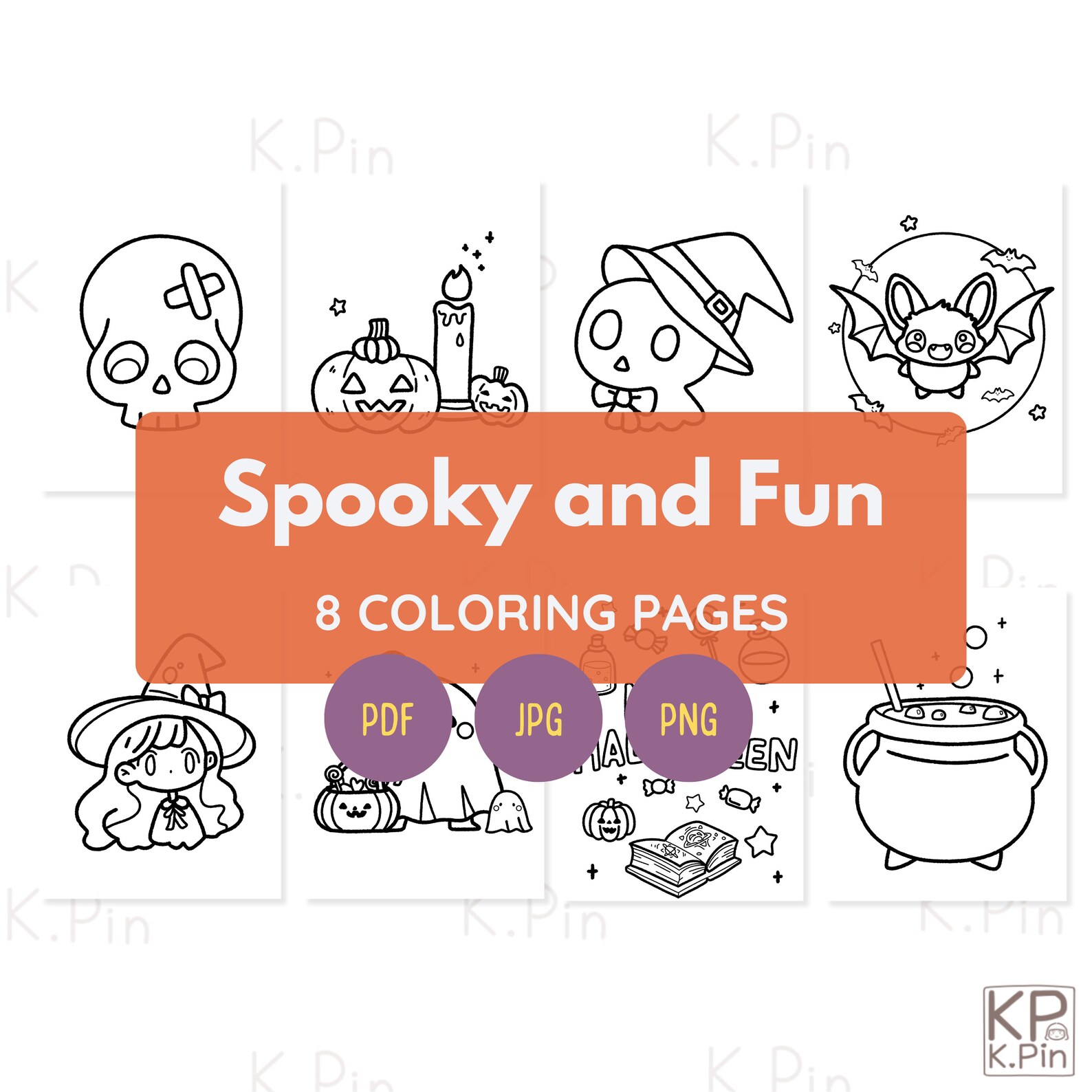 Halloween Spooky Fun Coloring Pages Printable Bundle PDF JPG PNG ...