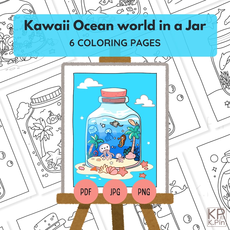 Kawaii Ocean World Coloring Pages | Summer Kids Activity (printable ...
