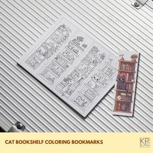 Printable Cat Bookshelf Coloring Bookmarks - DIY Fun for Book Lovers ...