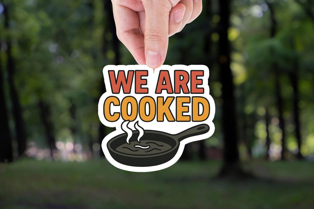 We Are Cooked Sticker: Funny Burnout Skillet Meme - Etsy