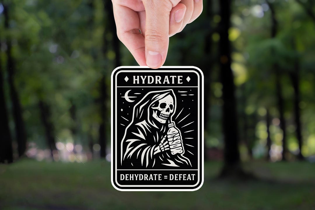 Funny Grim Reaper Hydrate Meme Sticker: Goth Humor Vinyl Decal - Etsy