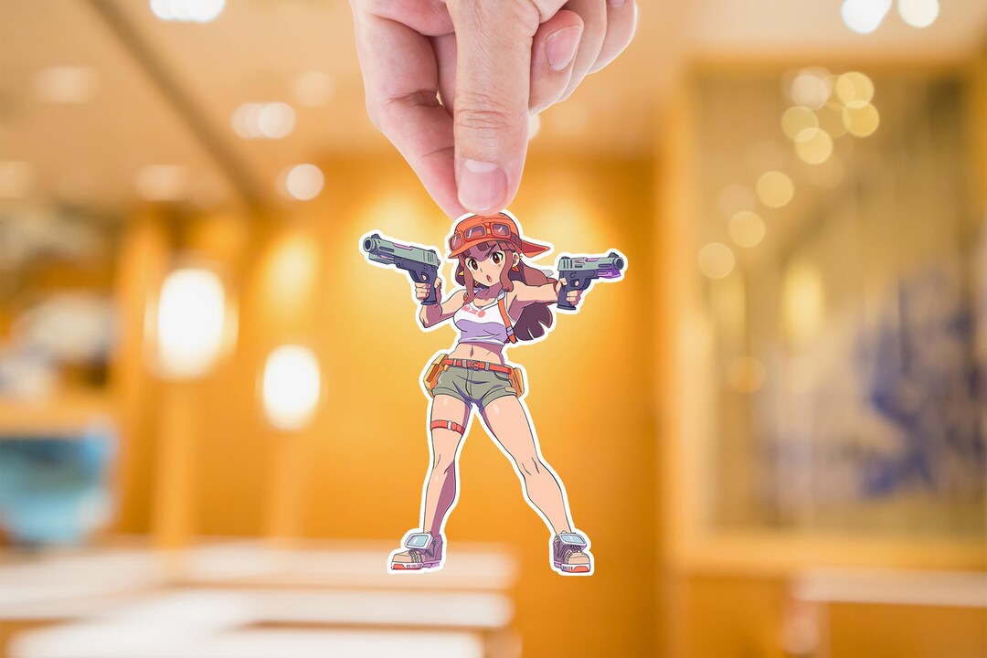 Anime Girl With Gun Sticker Waterproof Vinyl Sticker Laptop Water ...