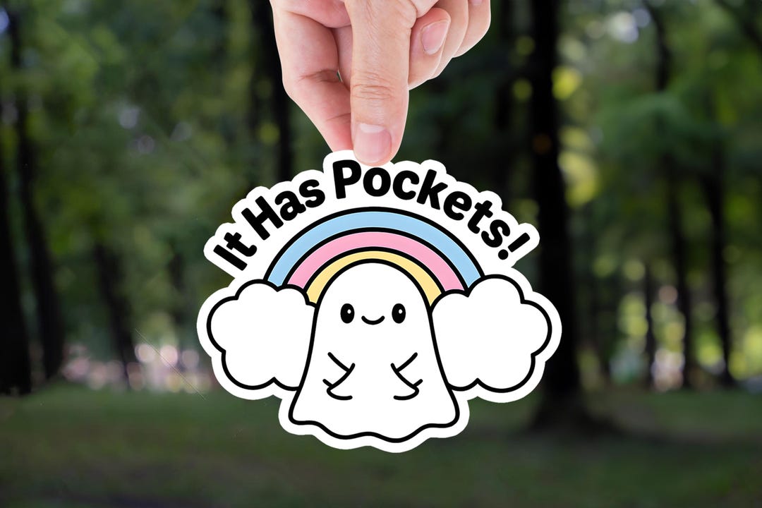 Funny Ghost Sticker: It Has Pockets Meme - Pastel Rainbow Kawaii Decal ...