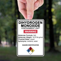 Dihydrogen Monoxide Warning Label, Funny Stickers, Water Bottle ...