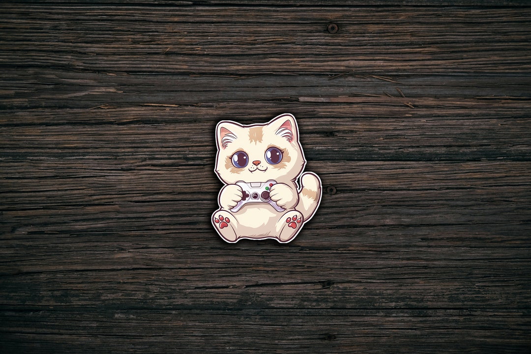 Gamer Cati Sticker Waterproof Vinyl Sticker Laptop Water Bottle ...