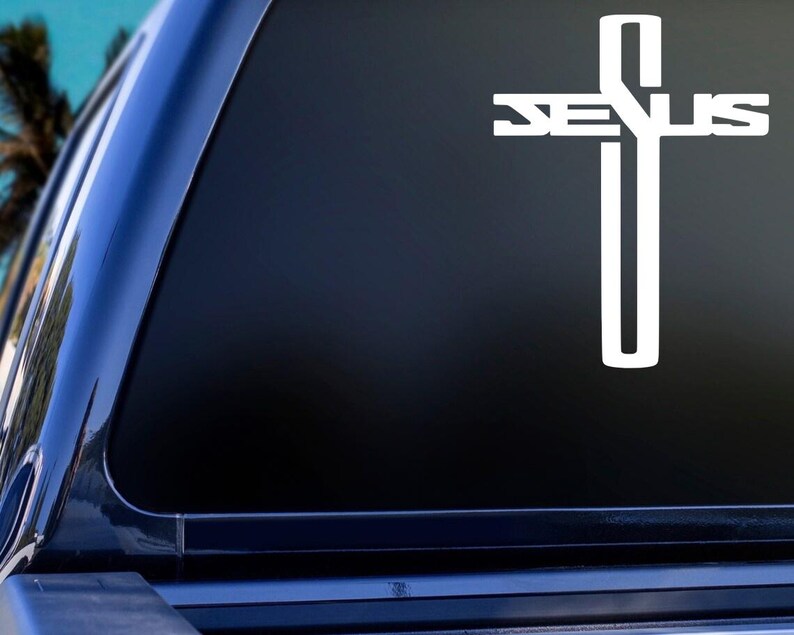 Jesus Cross Vinyl Sticker: Christian Typography Decal - Etsy