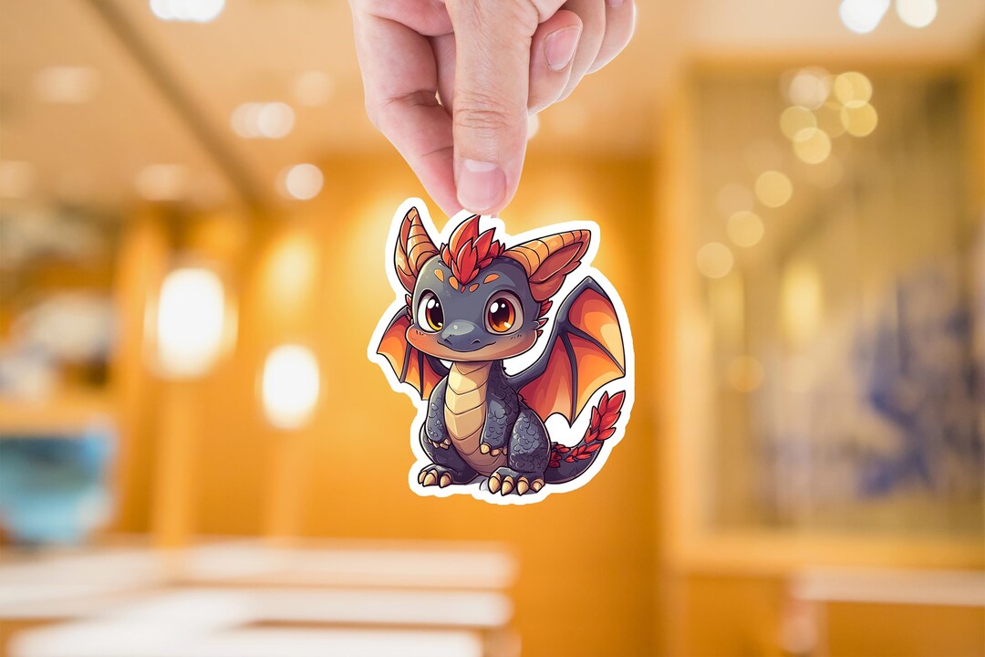 Cute Vibrant Chibi Dragon Sticker | Waterproof | Vinyl Sticker | Laptop ...
