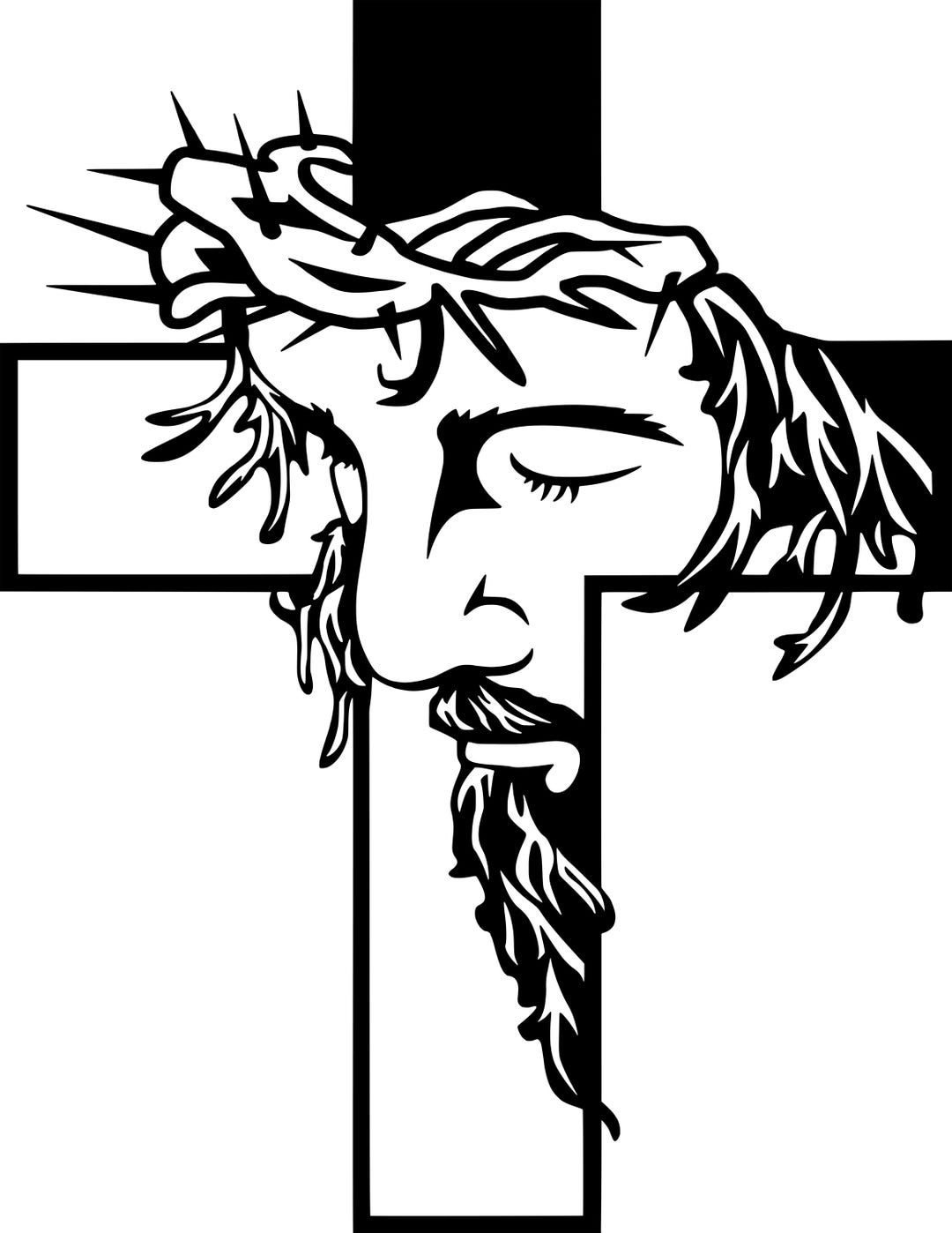 Jesus Cross Vinyl Decal: Crown of Thorns, Christian Car Sticker - Etsy