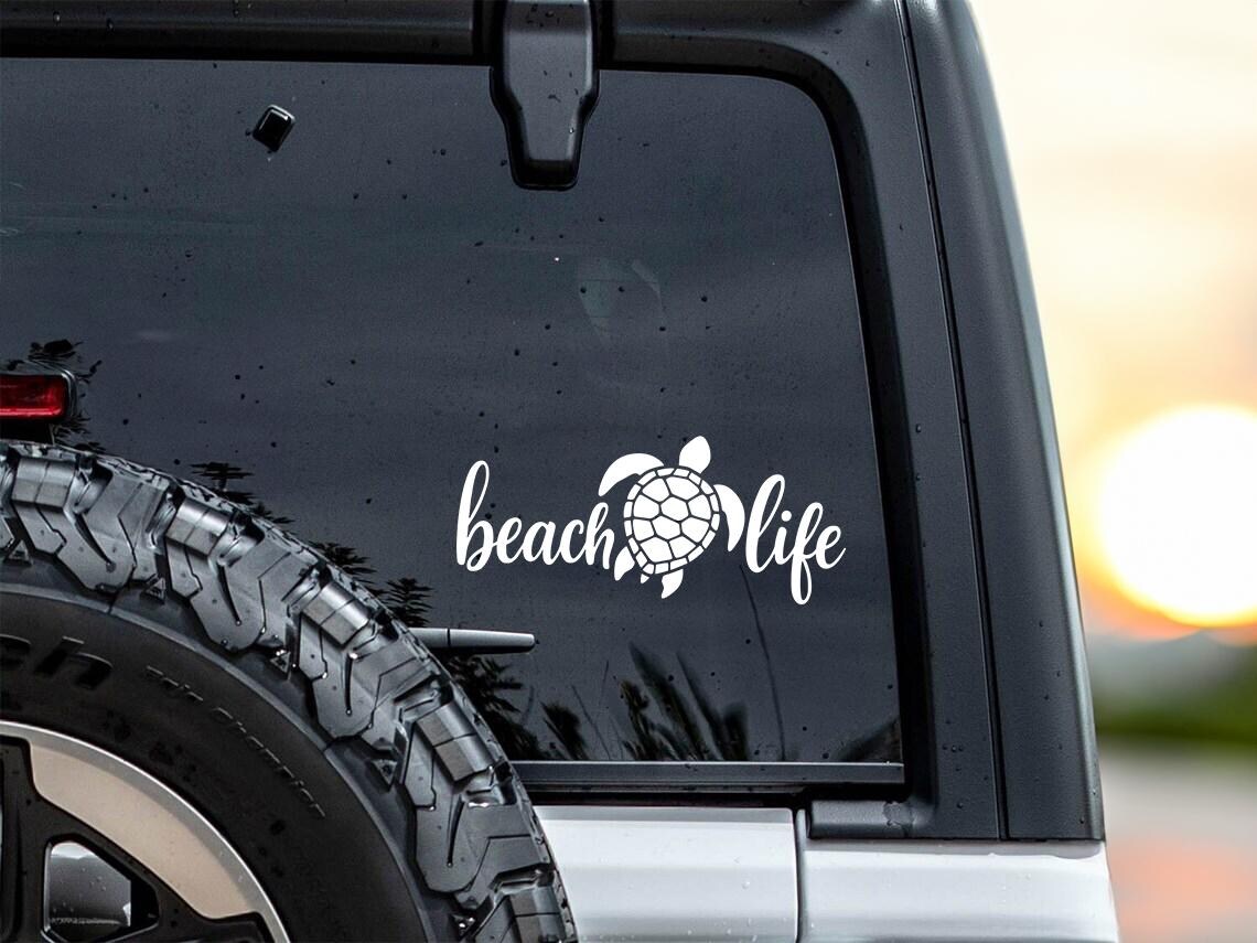 Beach Life Turtle Sticker: Waterproof Vinyl Decal, Ocean Lover Gift - Etsy