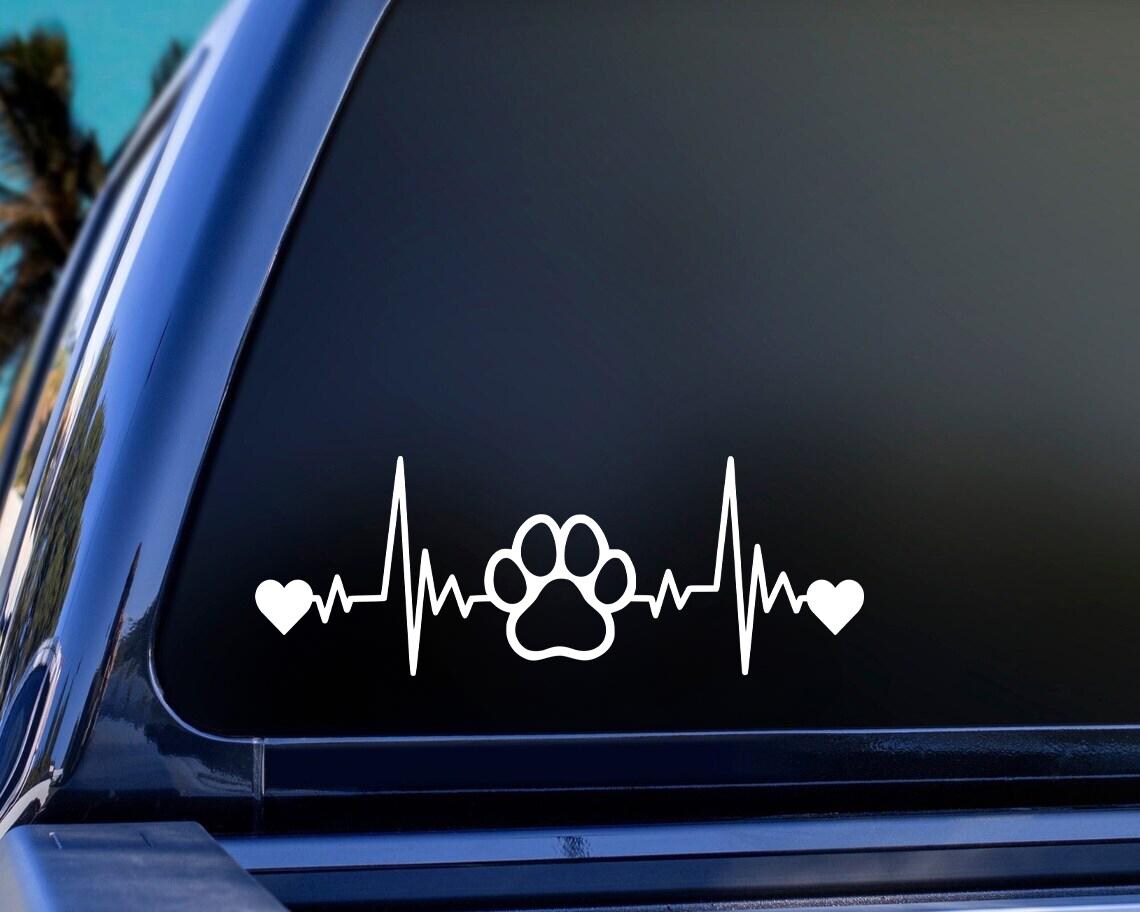 Heartbeat Paw Print Vinyl Decal: Pet Lover Car Sticker - Etsy