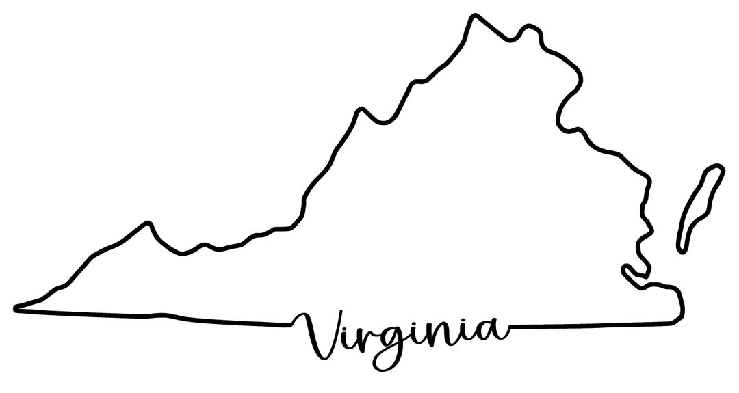 Custom State With Text Outline Decal | Hand Lettered Cursive Text Vinyl ...