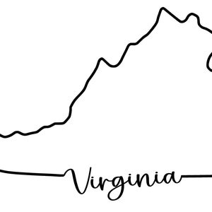 Custom State With Text Outline Decal | Hand Lettered Cursive Text Vinyl ...