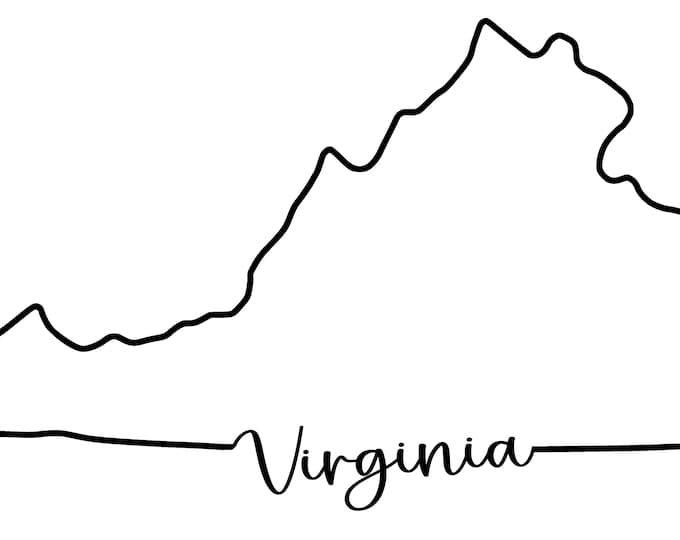 Custom State With Text Outline Decal | Hand Lettered Cursive Text Vinyl ...