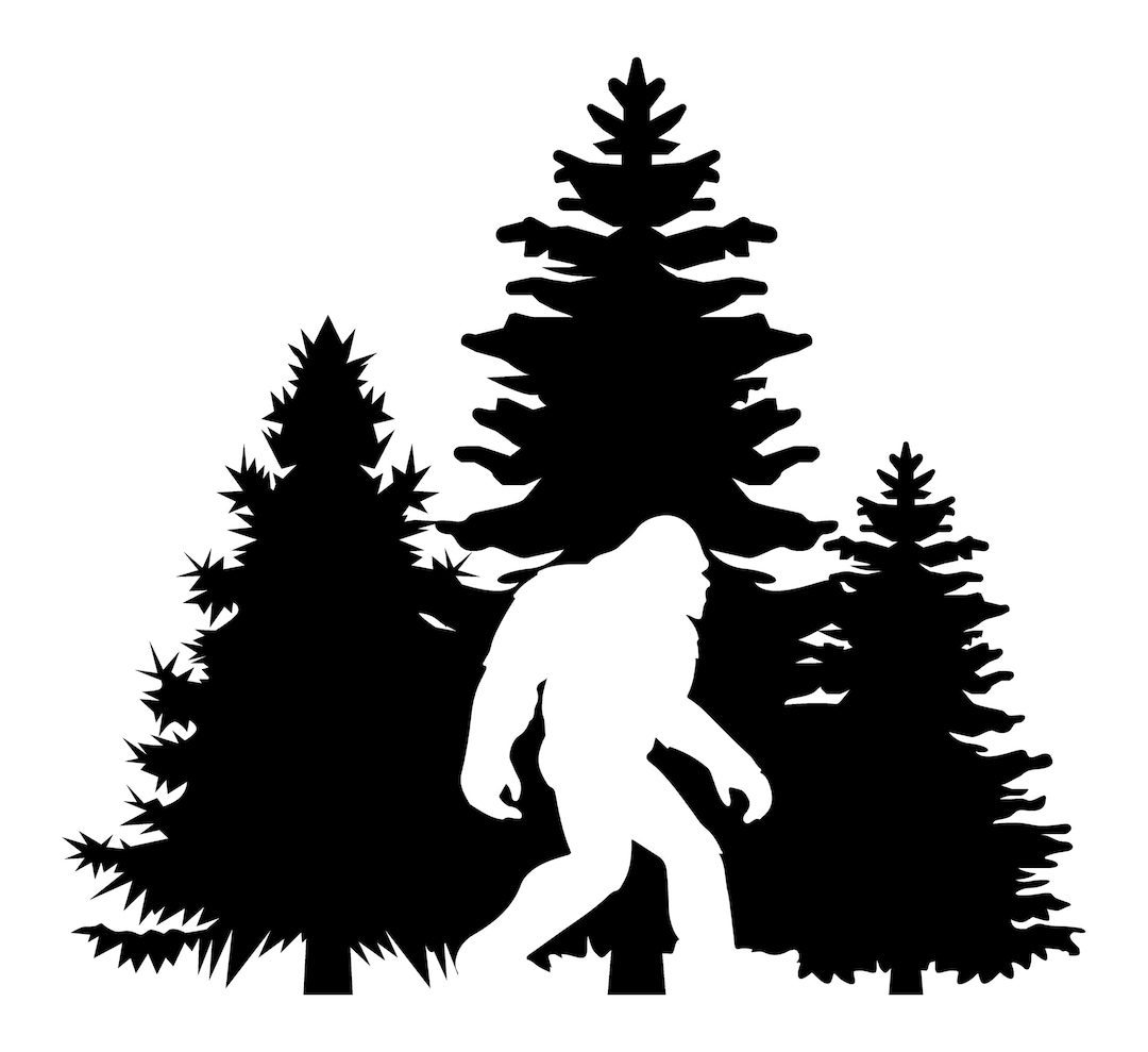 Bigfoot in Pine Trees Vinyl Decal: Sasquatch Yeti Car Decal - Etsy