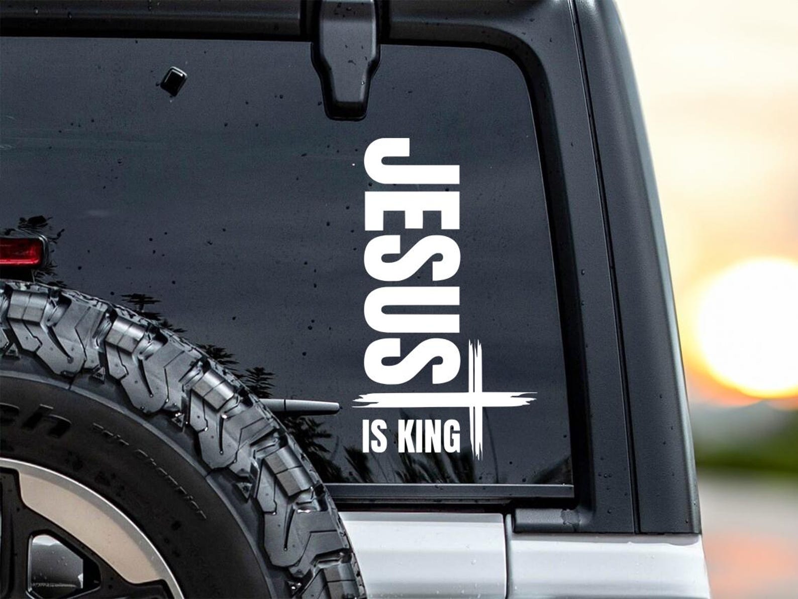 Jesus is King Sticker: Vertical Christian Cross, Waterproof Vinyl Decal ...