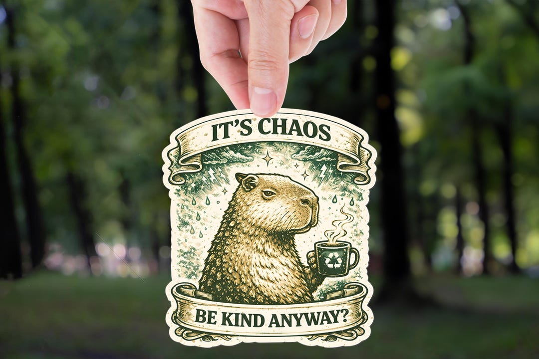 Capybara Meme Sticker, Cozy Chaos Humor Decal - Etsy