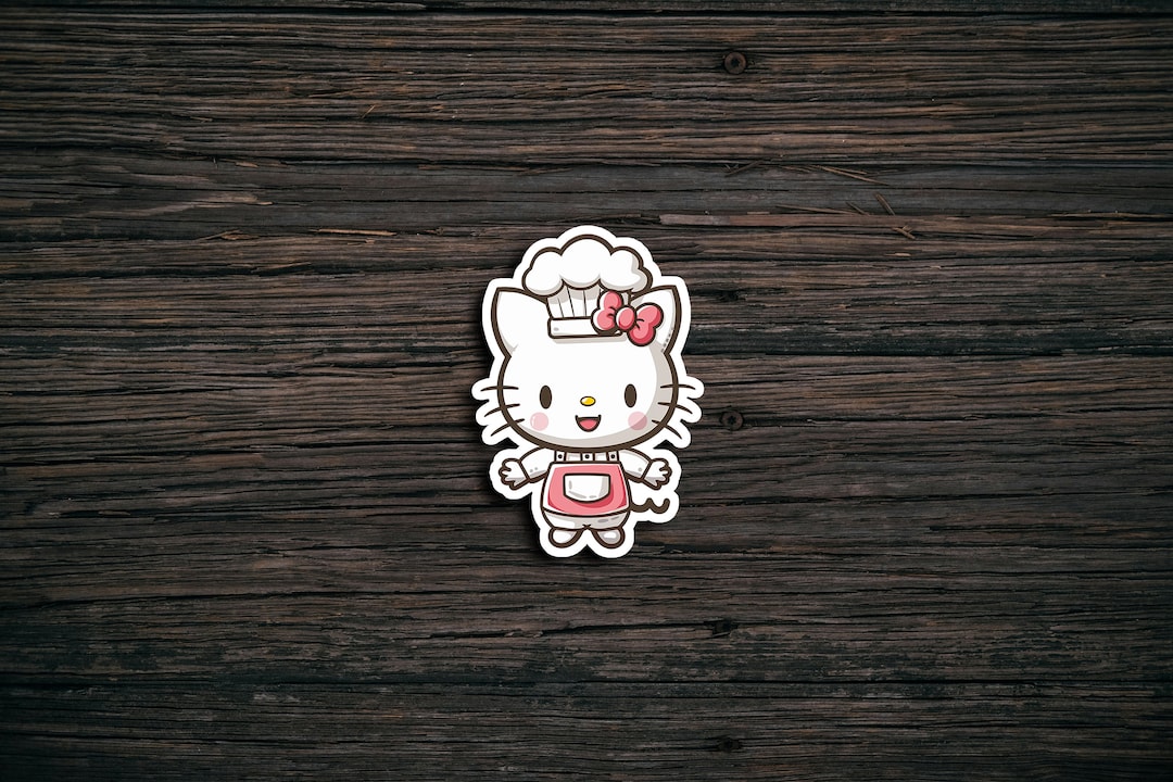 Chef Kitty Sticker, Cute, Waterproof, Laptop, Water Bottle, Die Cut ...