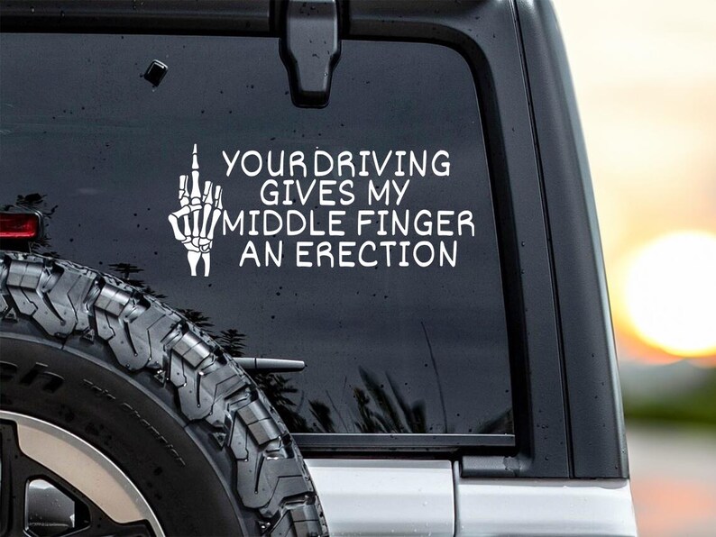 Funny Skeleton Middle Finger Car Sticker: Sarcastic Humor Vinyl Decal ...