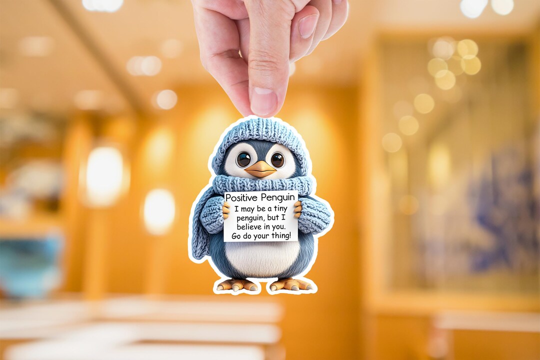 Cute Penguin Emotional Support Glossy Sticker - Etsy